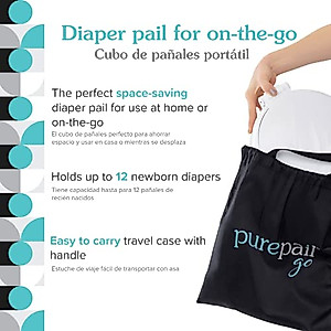 PurePail Go Portable Diaper Pail — White — Superior Odor Control with No Added Fragrance — Collapses for On-The-Go — Compact & Space-Saving