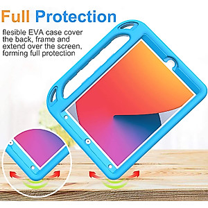 BMOUO Kids Case for New iPad 10.2 2021/2020/2019 - iPad 9th/8th/7th Generation Case for Kids, with Built-in Screen Protector, Shockproof Handle Stand Kids Case for iPad 10.2" (9th/8th/7th Gen) - Blue