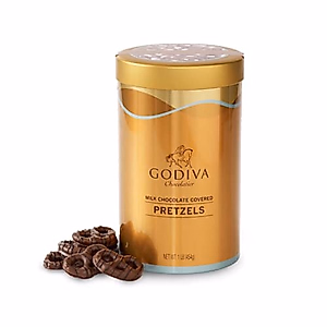 Godiva Chocolatier Assorted Milk Chocolate Covered Pretzels Gift Canister, 66-Pieces