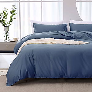 JELLYMONI Duvet Cover Full Size Ultra Soft- Eucalyptus Lyocell Cotton Blend Silky Cooling Comforter Cover Set, Hypoallergenic and Moisture Wicking Breathable Bedding, 3-Piece Set, Indigo