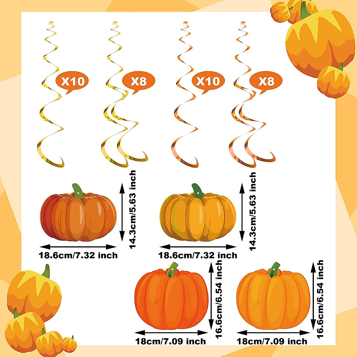 36 Pieces Fall Pumpkin Hanging Swirls Pumpkin Swirls Decorations Fall Thanksgiving Ceiling Hanging Decorations for Home Autumn Thanksgiving Harvest Decor Party Supplies