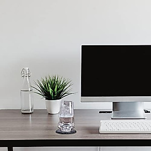 12 PCS Round Slate Drink Coasters Set, SIJDIEE 4 Inch Black Slate Stone Coasters with Anti-Scratch Bottom and Coaster Holder for Office Bar Kitchen Home Dinner Table Decor Supplies