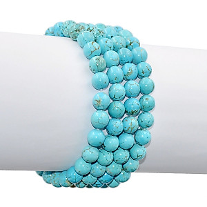 AD Beads Natural Gemstone Round Beads Stretch Bracelet Healing Reiki 8mm (Blue Turquoise)