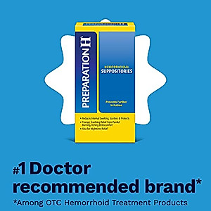 PREPARATION H Hemorrhoid Symptom Treatment Suppositories, Burning, Itching and Discomfort Relief (48 Count)