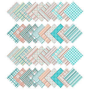 Soimoi Check Print Precut 5-inch Cotton Fabric Quilting Squares Charm Pack DIY Patchwork Sewing Craft- Turquoise Blue
