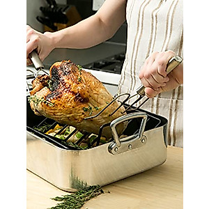 RSVP International Endurance® Stainless Steel Turkey & Roast Lifters, Set of 2 | Transfer Turkey or Ham Easily | Long Handles for Strong Grip | Dishwasher Safe | Great for Thanksgiving
