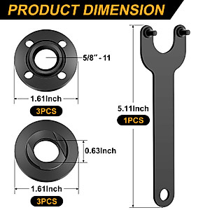 YUCDXFV 7PCS Angle Grinder Nut Angle Grinder Flange Wrench,5/8-11 Flange Metal Lock Nut,Grinder Parts for Dewalt Milwaukee Makita 193465-4 Compatible with Bosch Black & Decker Ryobi 4.5" 5"