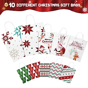 DeckTheHalls 10Pcs White Kraft Paper Bags with Handles Bulk, Gift Bags, Party Favor Gifts Wraps, Craft Shopping Retail Birthday Party Favors Wedding Sacks, Business