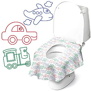 Cadily On-The-Go Disposable Toilet Seat Covers for Kids & Adults: 20 X-Large, Waterproof, Portable, Individually Wrapped Toilet Seat Cover That Completely Covers Any Toilet Planes-Trains-Cars