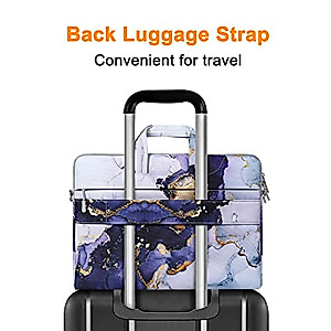 MOSISO Laptop Shoulder Bag Compatible with MacBook Air/Pro,13-13.3 inch Notebook,Compatible with MacBook Pro 14 inch 2023-2021 A2779 M2 A2442 M1, Briefcase Sleeve with Belt Marble MO-MBH348