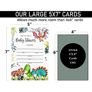 Baby Shower Invitations for Boy, 50 Invitations and Envelopes, Safari Jungle Fill-in Invites for Baby Showers, Dinosaur Baby Shower Decorations for Boys, Gender Reveal Parties (Large Size 5x7)
