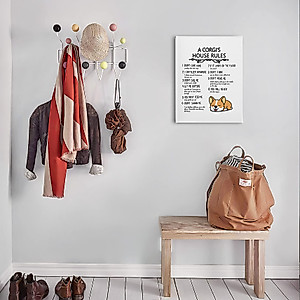 PHAMTE A Corgi’s House Rules Wall Art, Funny Corgi Dog Quote Print Framed Canvas Painting Artwork Home Bedroom Living Room Girls Room Decor（11x14 Inch）