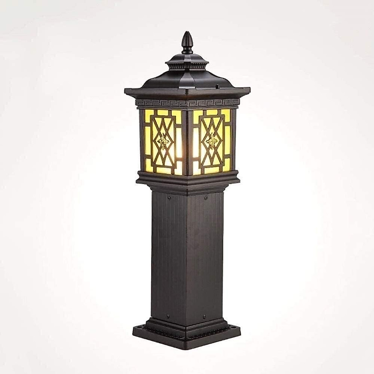 MODEBHD Chinese Retro Garden Column Head Lamp E27 Outdoor IP65 Waterproof Landscape Lighting Column Head Lamps Modern Minimalist Lawn Lamp Fence Lamp Post Lamp High Pole Lamp (Height: 60 Cm)