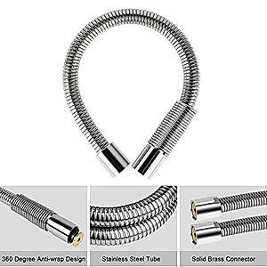 TBER Flexible Stainless Pre Rinse Hose Replacement Kit for All Brand Commercial Kitchen Sink Faucet with 7/8-20 UNEF Ends, 18” Dishwasher Hose Better for Less Than 25” Height Pre-Rinse Faucet