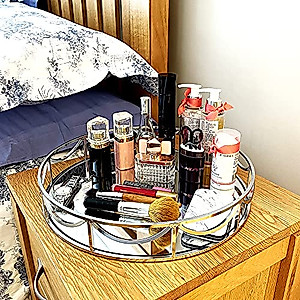 Glass Mirror Tray with Silver Metal Frame Ideal Glass Tray for Vanity, Makeup, Perfume Organizer, Decorative Silver Tray, Table Centre Piece, Vanity Dresser Mirrored Tray, Serving Tray by Cube Home.