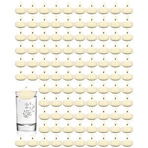 Treela 80 Pcs 1.73 Inch Unscented Floating Candles, Dripless Tealight Candles Home Decorations, Cute and Elegant Burning Candles for Wedding Vases Centerpieces Party Accessories (Ivory)