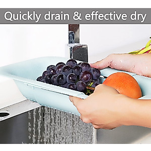 Domonic Home Colander Over the Sink Colander for Kitchen Sink, Over the Sink Strainer Basket Vegetables,Fruits,Pasta, Collapsible Colander 14.5"-19.5", Brilliant Rose Colander Dishwasher Safe