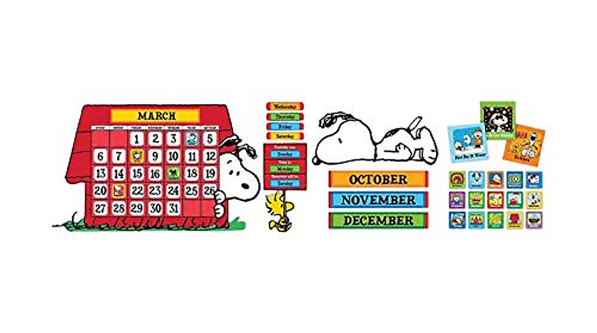 Eureka Peanuts Classroom Calendar with Snoopy - 112 Pieces for Teachers