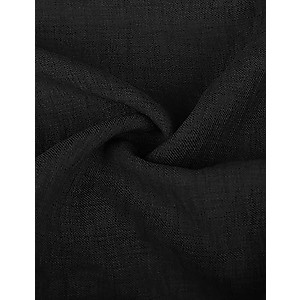 MUSIDORA Linen Pants Women Plus Size Boho Smocked High Waist Flowy Wide Leg with Pockets Stretchy Boho Beach Travel Trousers Petite (Black XL)