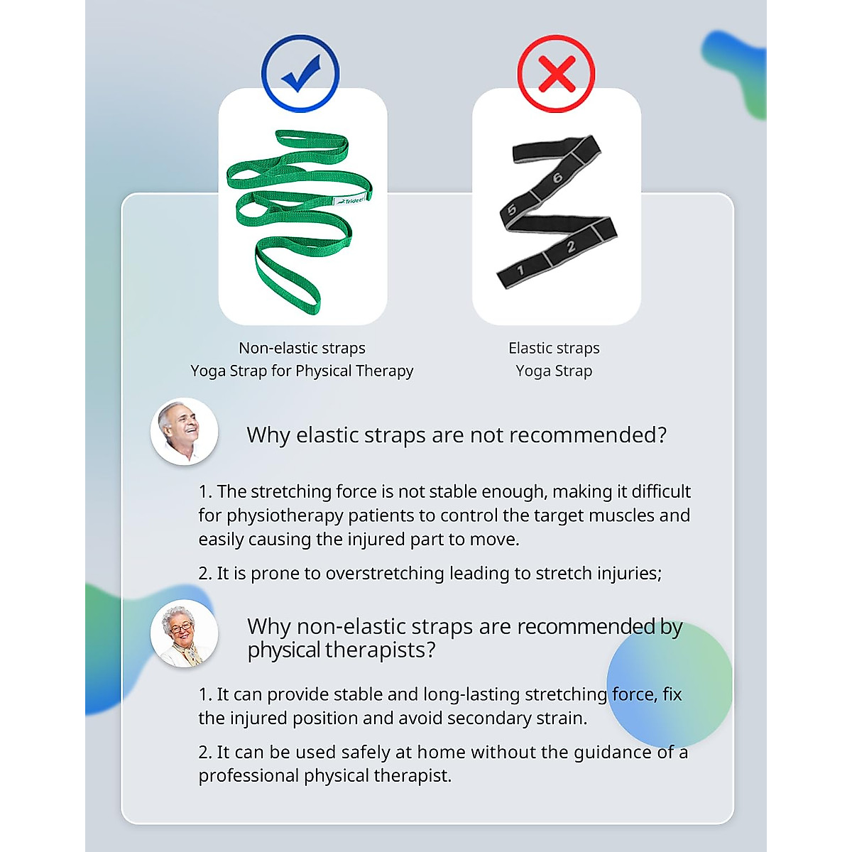 Trideer Stretching Strap Yoga Strap for Physical Therapy, 10 Loops Yoga Straps for Stretching, Non-Elastic Stretch Strap for Pilates, Exercise, Stretch Band for Women & Men with Exercise Book