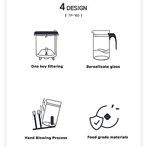 Kamjove Detachable Filter Glass Tea Pot 500ML，16.9OZ Borosilicate Heat Resistant Teapot