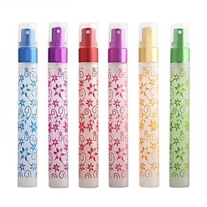 Enslz 6 PCS 10ml Flower Print Matte Refillable Empty Travel Glass Perfume Spray Bottle Atomizer Pump Sprayer Bottle Set