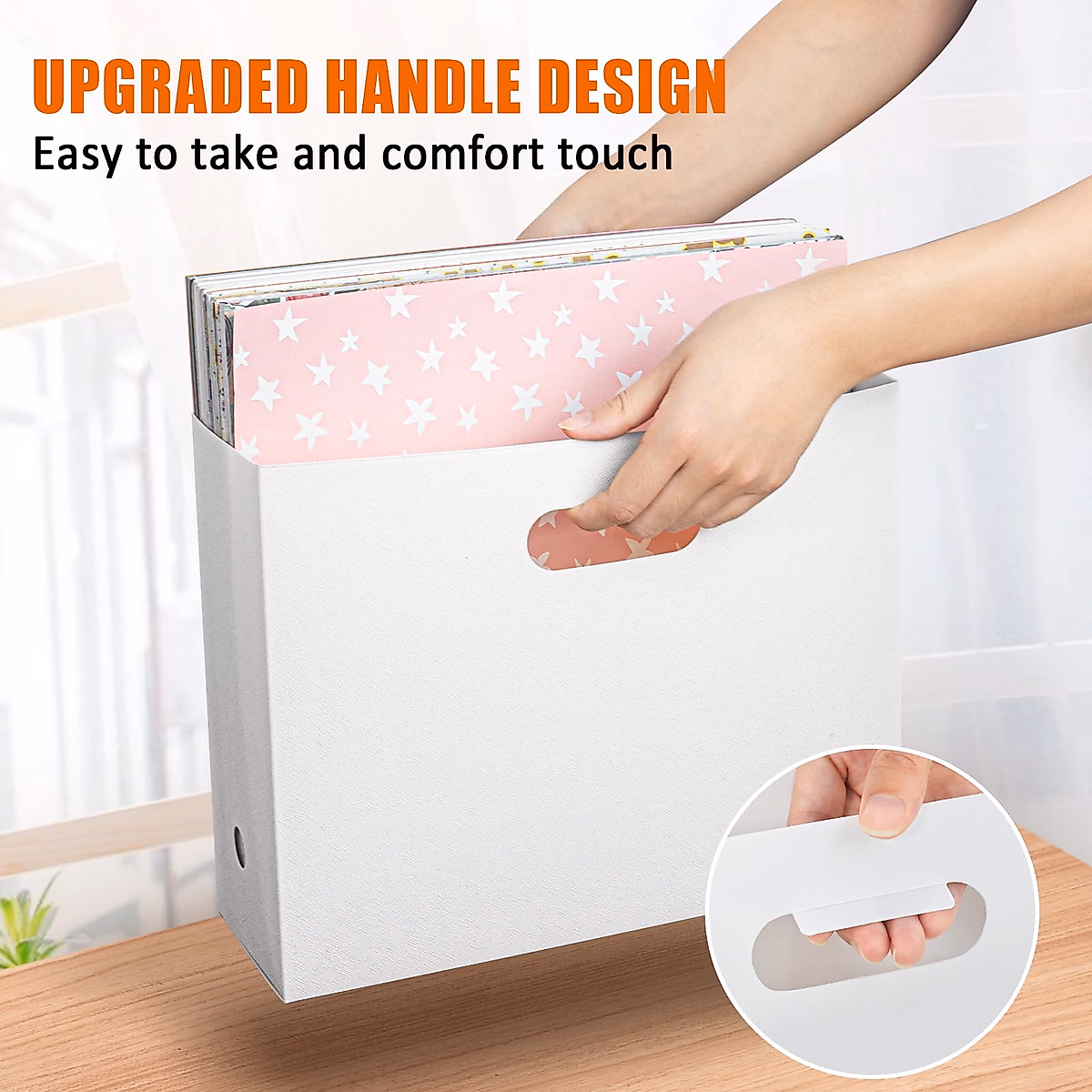 Foldable Scrapbook Paper Storage Organizer, 12x12 Scrapbook Paper Storage, Plastic File Organizer, White, 3 Pack