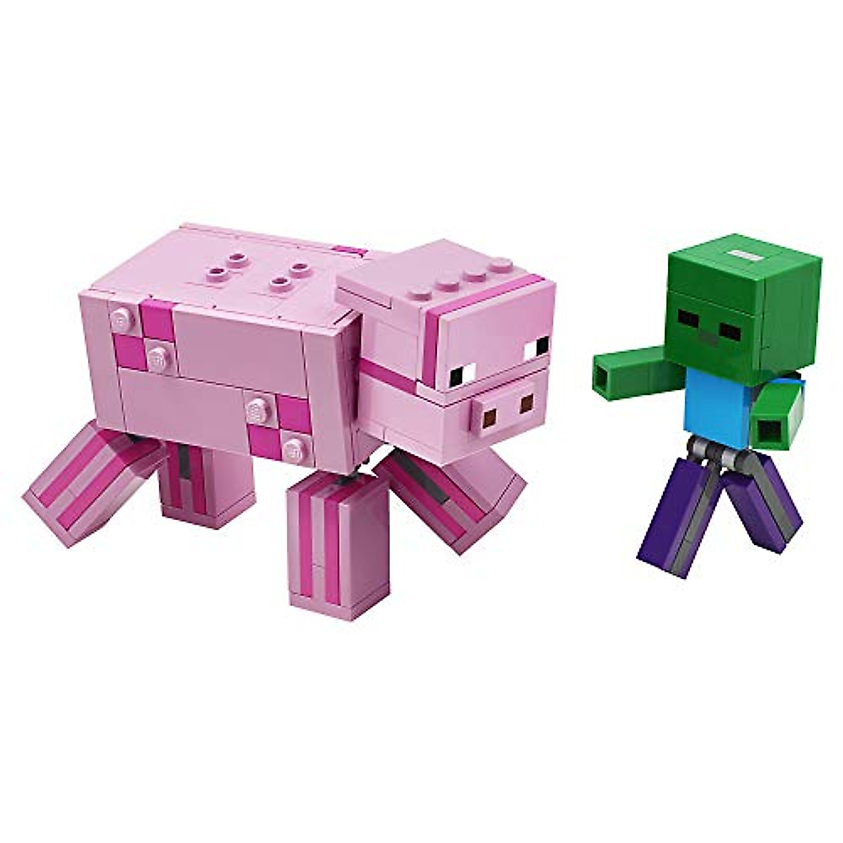 LEGO Minecraft Pig BigFig and Baby Zombie Character 21157 Cool Buildable Play-and-Display Toy Animal Figure for Kids, New 2020 (159 Pieces)