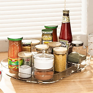 Kacimil Square Lazy Susan Organizer for Refrigerator, Slide and 360° Rotate Fridge Container and Storage Box, for Fridge, Kitchen, Pantry, Cabinet(15.75 ''x 11.02 '', 1 Pack, Clear)