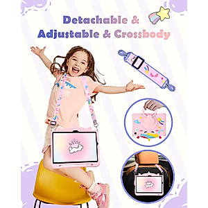 Gurgitat for Galaxy Tab A8 Cases - with Pen Holder Cute Cartoon Unicorn Silicone Cover with Rotating Stand & Strap Girly Teens Girls for Samsung Galaxy Tablet A8 10.5" Cases