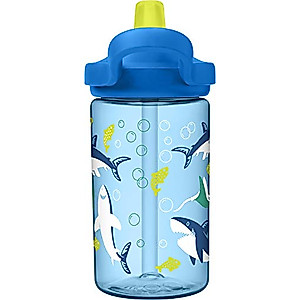 CamelBak eddy+ 14 oz Kids Water Bottle with Tritan Renew – Straw Top, Leak-Proof When Closed, Sharks and Rays