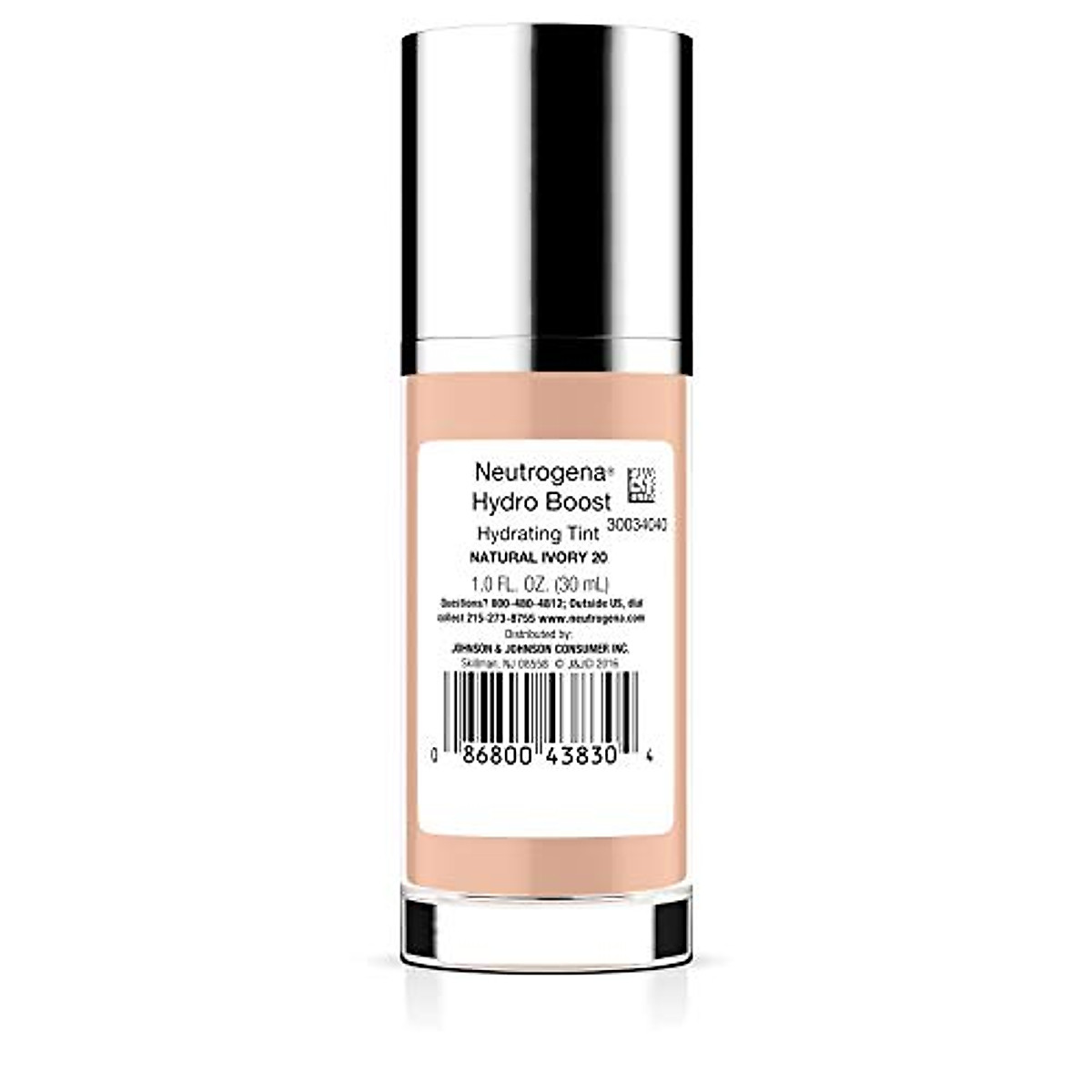 Neutrogena Hydro Boost Hydrating Tint with Hyaluronic Acid, Lightweight Water Gel Formula, Moisturizing, Oil-Free & Non-Comedogenic Liquid Foundation Makeup, 20 Natural Ivory, 1.0 fl. oz