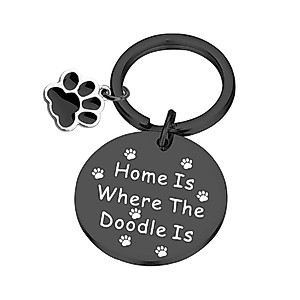 PLITI Golden Poodle Gifts Dog Mom Gifts Dog Dad Gifts Dog Lover Gifts Pet Parent Gift for Couple Dog Owner Gifts Labor Doodle Gifts Home Is Where The Doodle Is Keychain (Home Is Doodle bl)