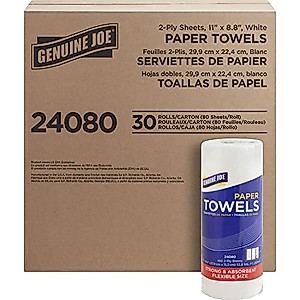 Genuine Joe-GJO24080 2-Ply Household Roll Paper Towels (Pack of 30) - WHITE