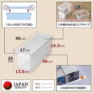 Tenma Book Storage Box, Clear, Width 6.7 x Depth 17.7 x Height 7.9 inches (17 x 45 x 20 cm), Comic Book Storage Box