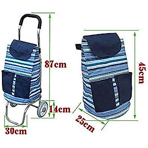 Shopping Trolley on Wheels Multi Function Shopping Cart Aluminum Alloy 2 Wheels Trailer Folding Waterproof Bag D Trolley Luggage Car Storage Hand Trucks,Stripe#3 ,