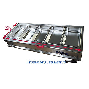 INTBUYING 5-Pan Restaurant Steam Table Bain-Marie Buffet Food Warmer