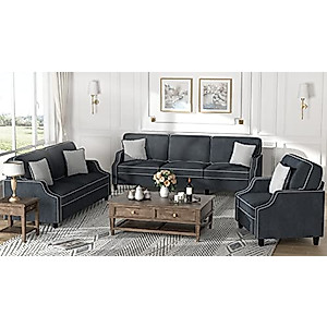 Meilocar 56" Loveseat Couch, Modern Upholstered Love Seats with Armrest and Two Pillows, Small Double Sofa for Bedroom, Apartment, Office and Small Spaces (Blue Gray)