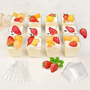 HawHawToys Dessert Cups, 60 Pack 5.4oz Appetizer Cups Parfait Cups Clear Plastic Dessert Cups with Lids and Spoons