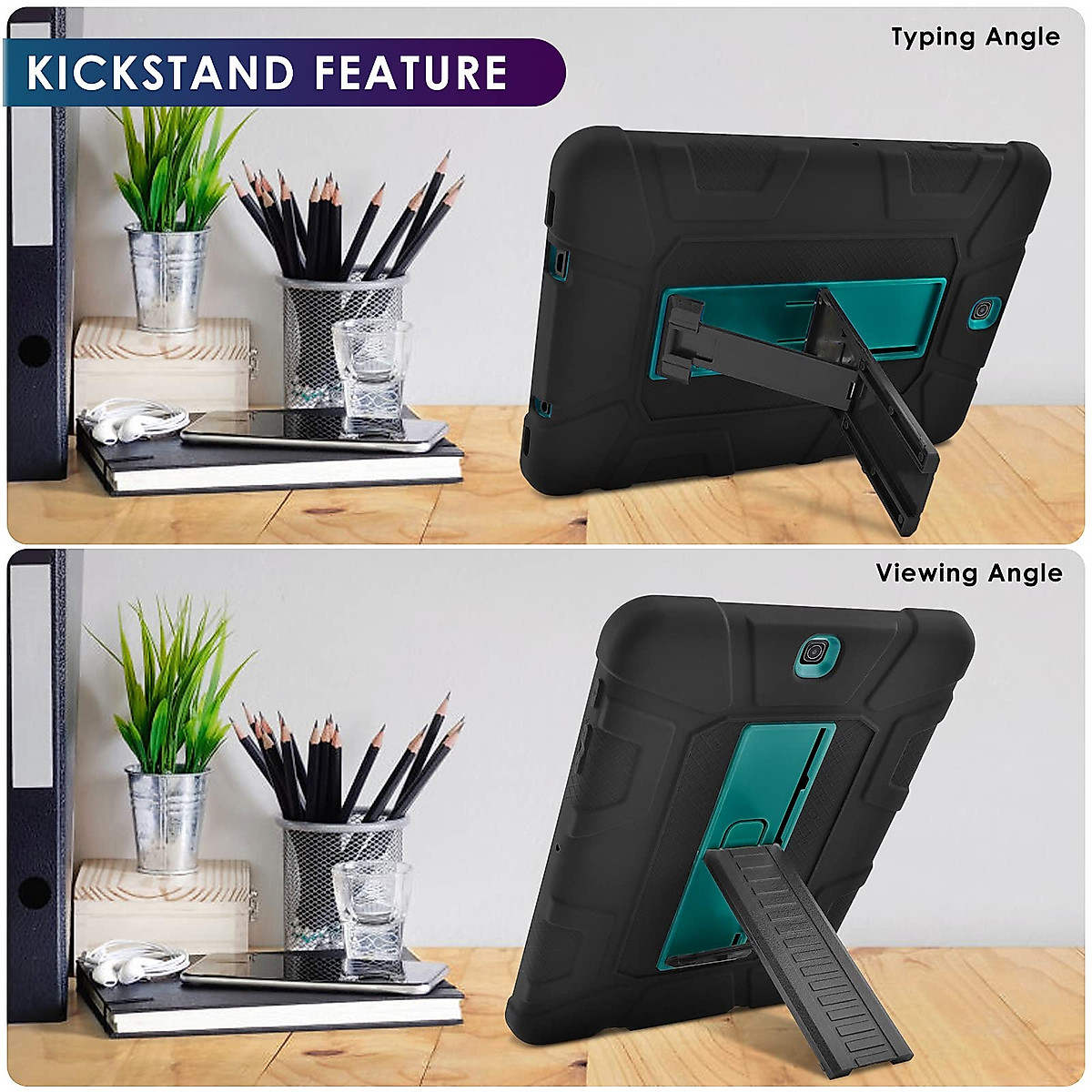 DETUOSI Shockproof Case for Samsung Galaxy Tab S2 9.7" 2015 (SM-T810/ T813/ T817T/ T817V),3-Layers Hybrid Heavy Duty Multi-Angle Kickstand Protective Cover for Samsung Galaxy Tab S2 9.7" Case for Kids