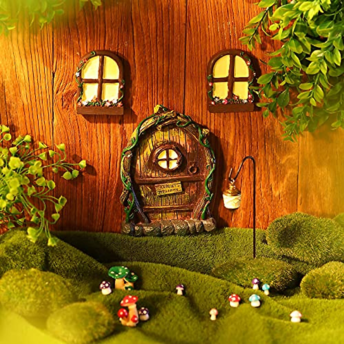 Jetec Christmas Gardening Gnome Statue Elf Out The Door Tree Hugger Resin Mushroom Miniature Gnome Home Window Figurine for Trees Yard Garden Sculpture Decoration Supplies(Cool Style)