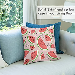 DMIPIRLS Outdoor Pillow Cases for Sofa Soft Set of 1 Pillowcases,Stylish Pink Watermelon White 26x26 Inches