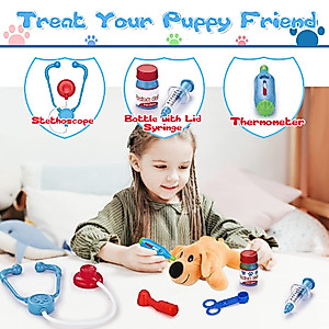 KAEGREEL Pet Care Playset, 29Pcs Kids Doctor Kit for Pet Treating Pretend Play for Girls Boys Aged 3 4 5 6 7 Years Old