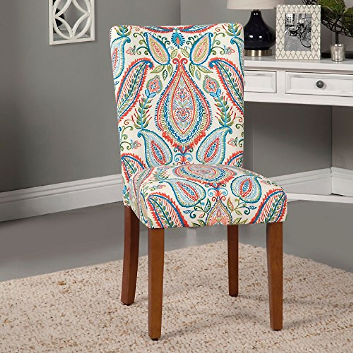 HomePop Parsons Classic Upholstered Accent Dining Chair, Set of 2, Colorful Paisley