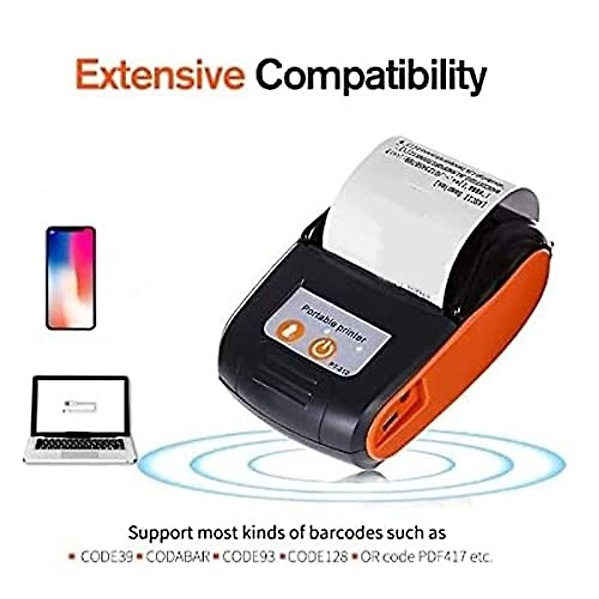 Brilluxa POS Printer Thermal Receipt Printer Bluetooth Mini Bill Printer Compatible Pocket Ticket Printing Machine for Android 58mm (Without Case)