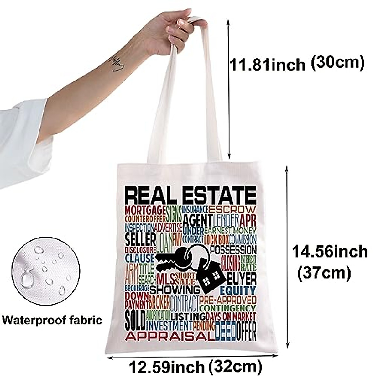 BWWKTOP Real Estate Agent Canvas Tote Bag Realtor Gifts Real Estate Gifts Realtor Tote Bag (Real Estate)