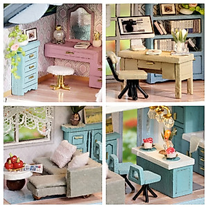 Flever Dollhouse Miniature DIY House Kit Creative Room with Furniture for Romantic Valentine's Gift (Molan House)