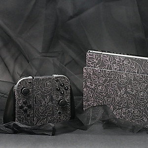 BelugaDesign Rose Switch Skin | Pastel Sticker Wrap Vinyl Decal | Flower Valentine Cute Compatible with Nintendo Switch (Switch Standard, Black)