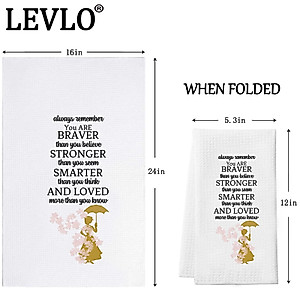 LEVLO Mary Movie Kitchen Towel Poppins Fans Gift You are Braver Stronger Smarter Than You Think Dish Towel Waffle Weave Mary Motivational Kitchen Decor (Mary Towel)
