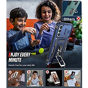 LeYi for Galaxy A53 5G Case: Samsung A53 5G Case with Slide Camera Cover + [2 Packs] Screen Protector, Full Body Military-Grade Case with Upgarde Kickstand for Samsung A53 5G, Navy Blue